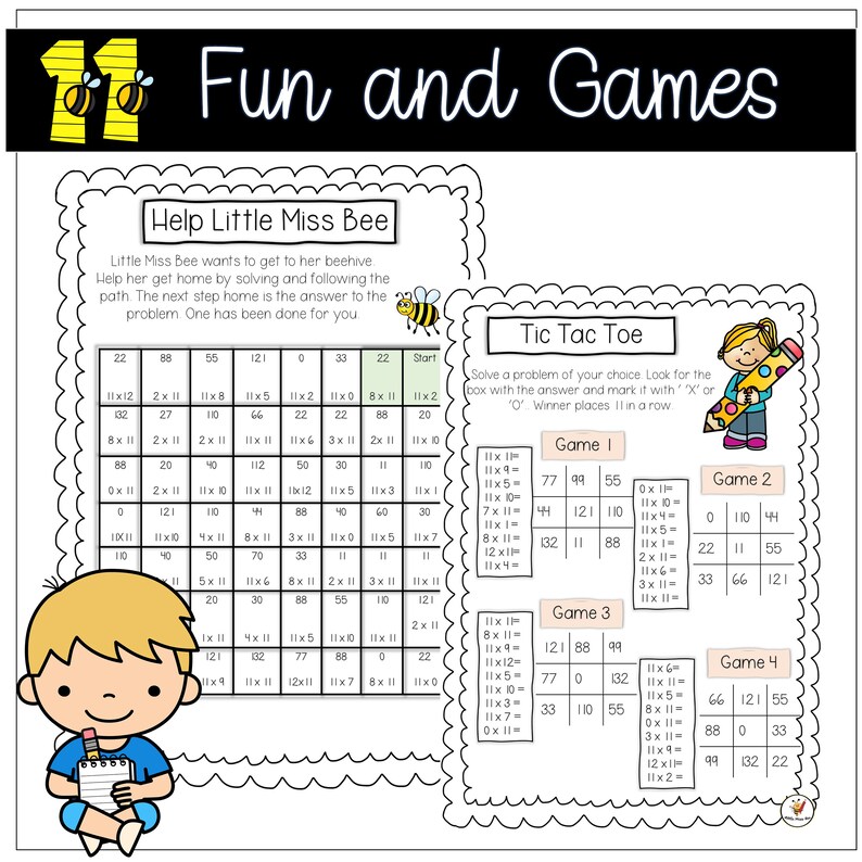11 Timestable Multiplication Activity Booklet/worksheets/games - Etsy