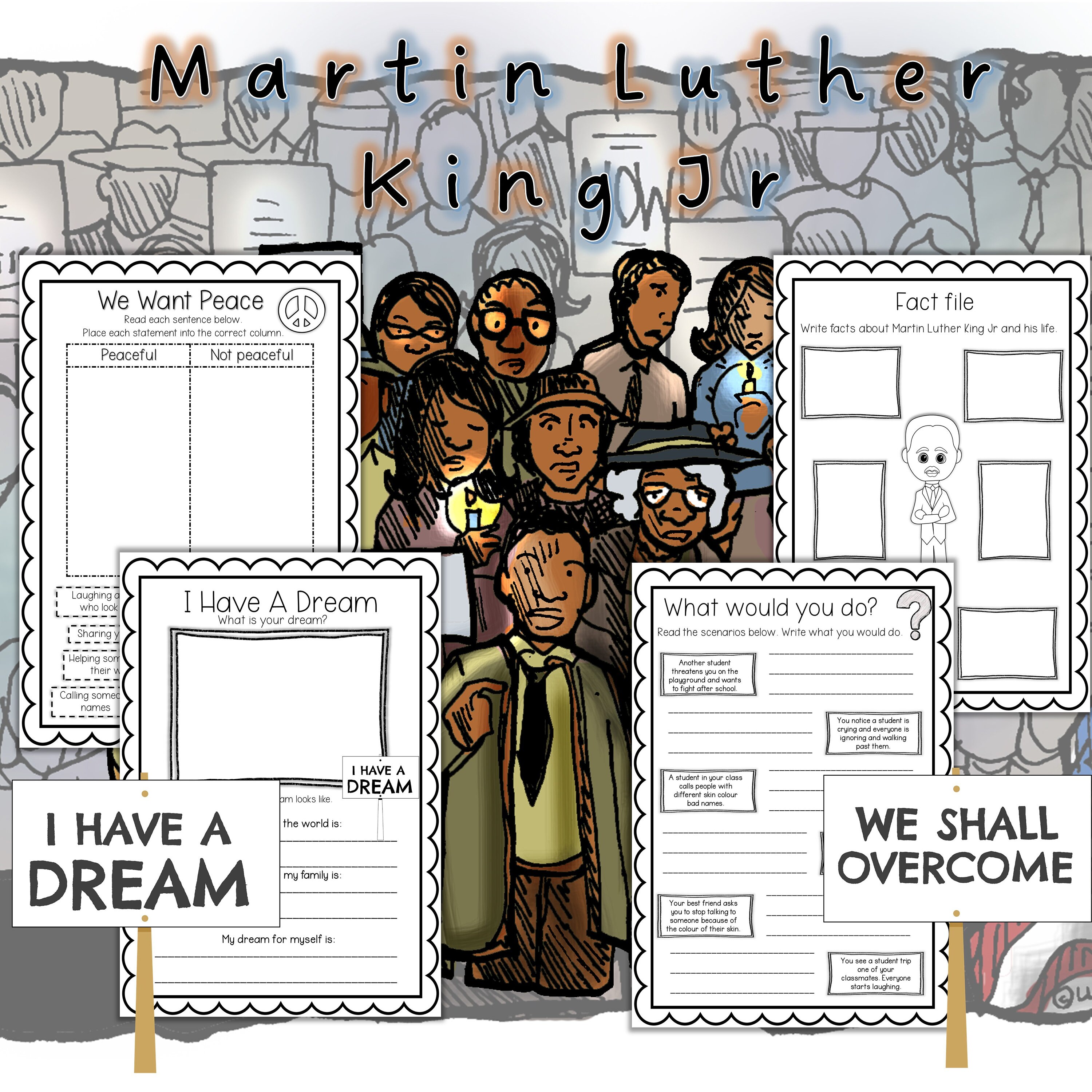 Martin Luther King Activities/worksheets - Etsy