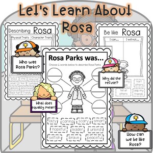 Rosa Parks Kindergarten Activities/ Worksheets/ Black History Month - Etsy