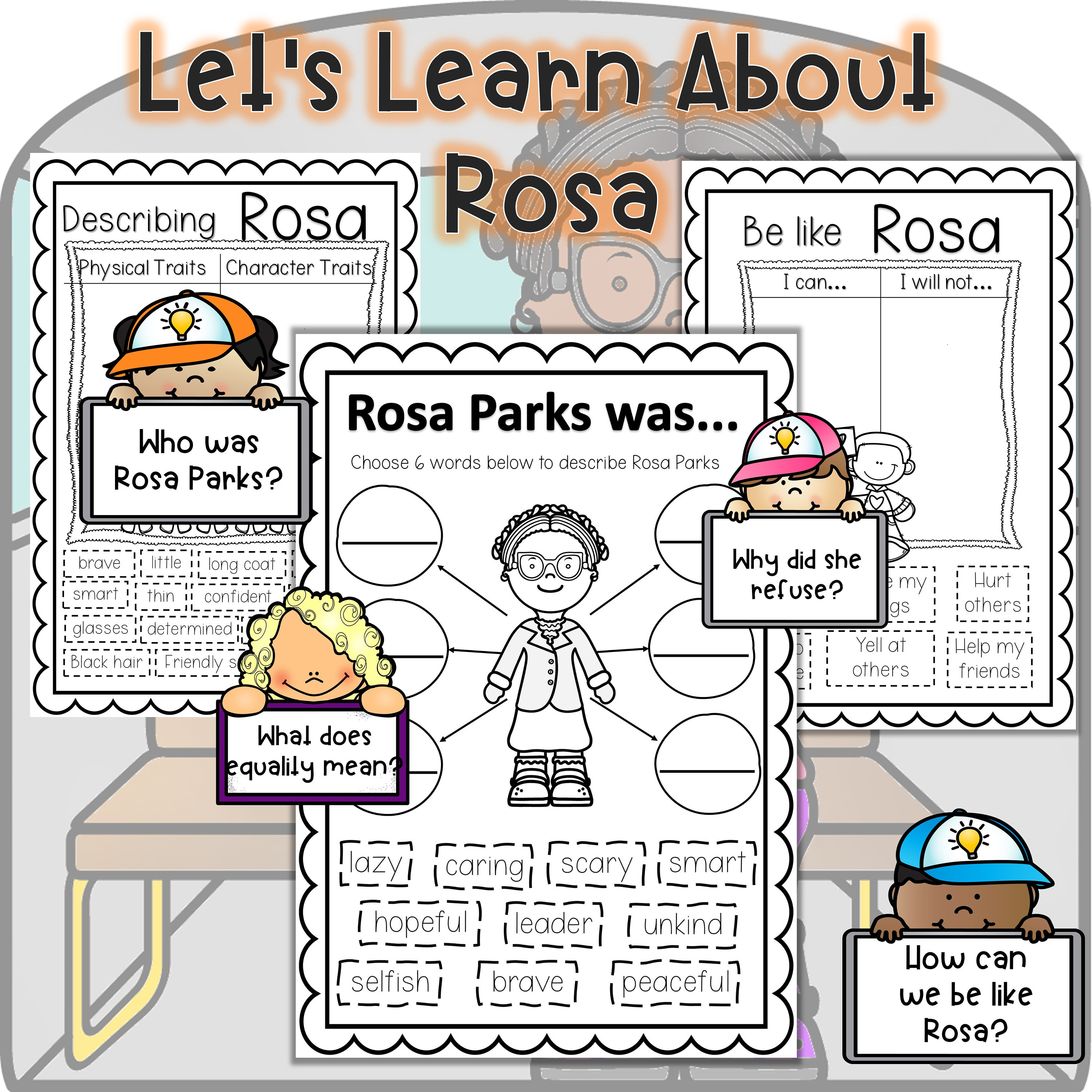 Rosa Parks Kindergarten Activities/ Worksheets/ Black History Month - Etsy