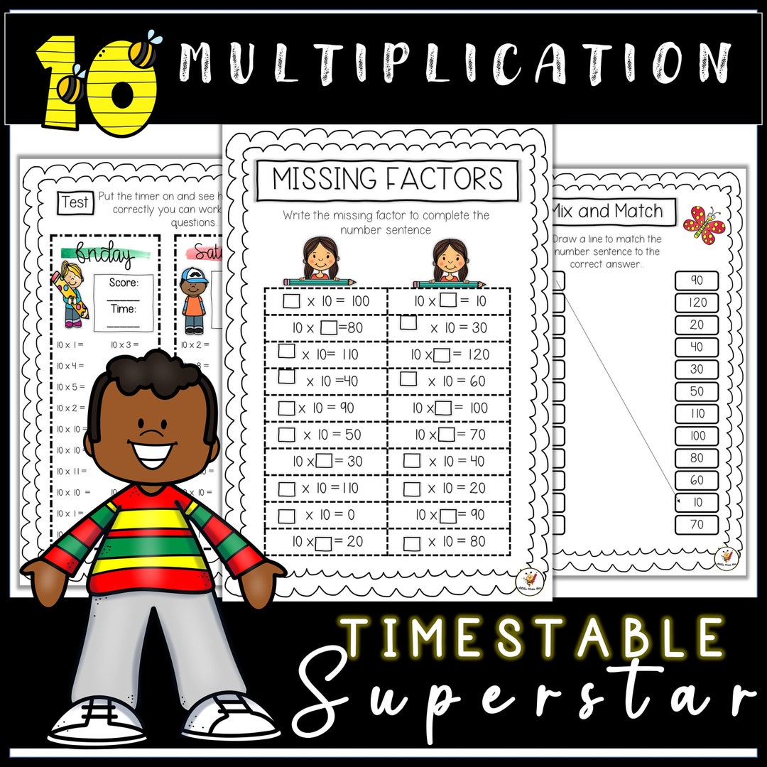 10 Timestable Multiplication Activity Booklet/worksheets/games - Etsy