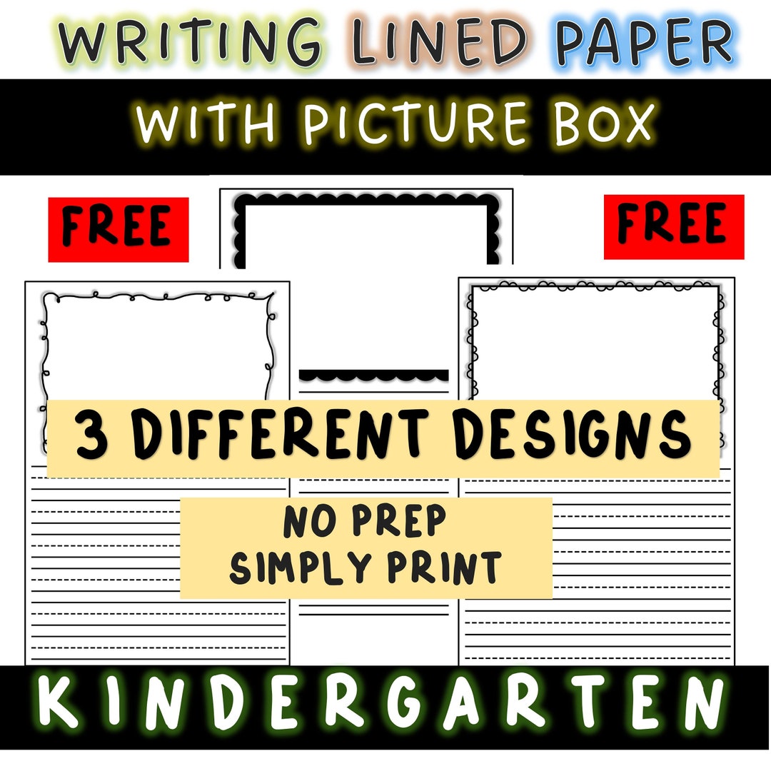 Kindergarten Lined Writing Paper With Picture Box / Prek and Grade 1 - Etsy