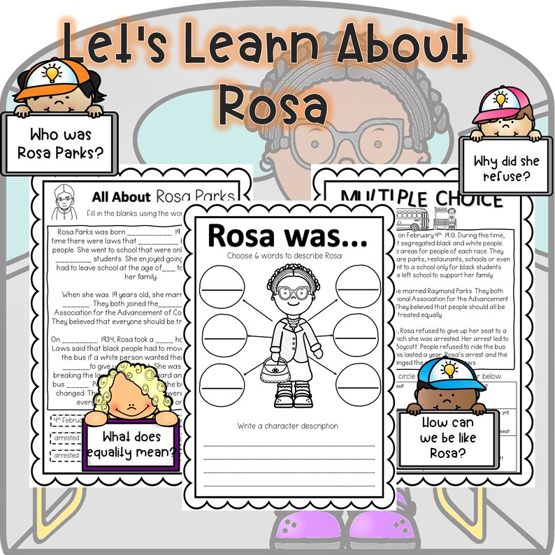 Rosa Parks Activities/worksheets for Kids - Etsy