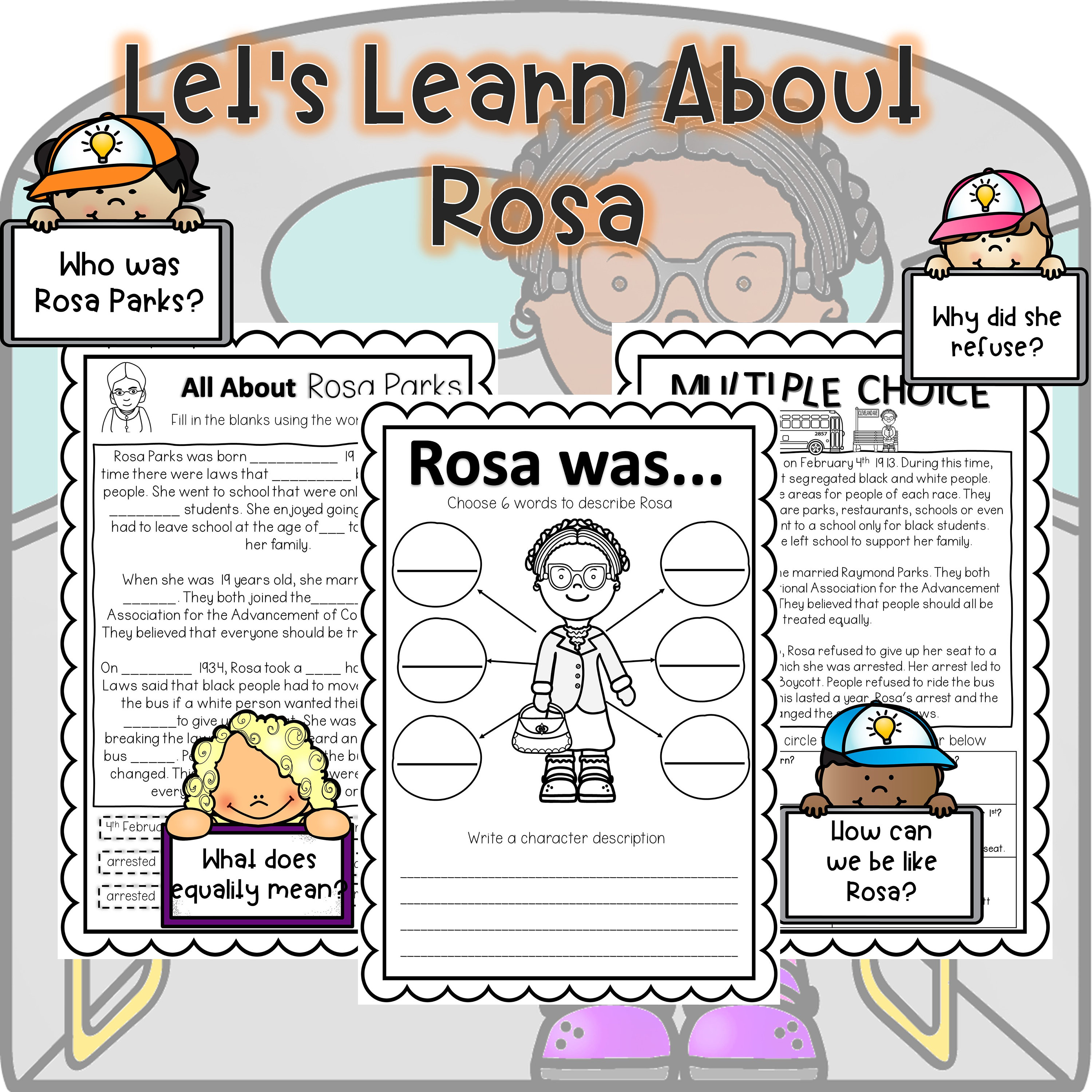 Rosa Parks Activities/worksheets for Kids - Etsy UK
