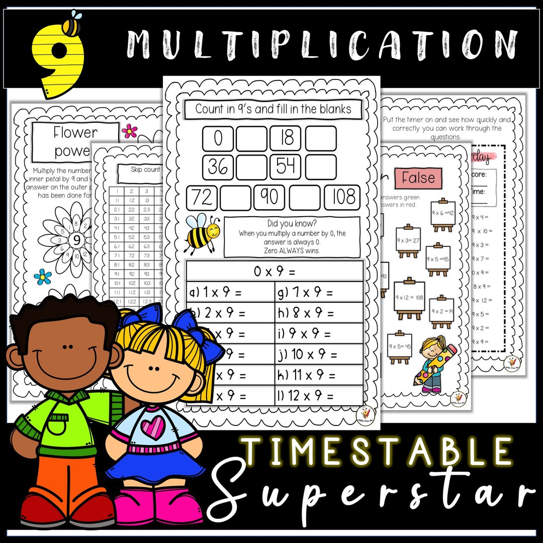 9 Timestable Multiplication Activity Booklet/worksheets/games - Etsy