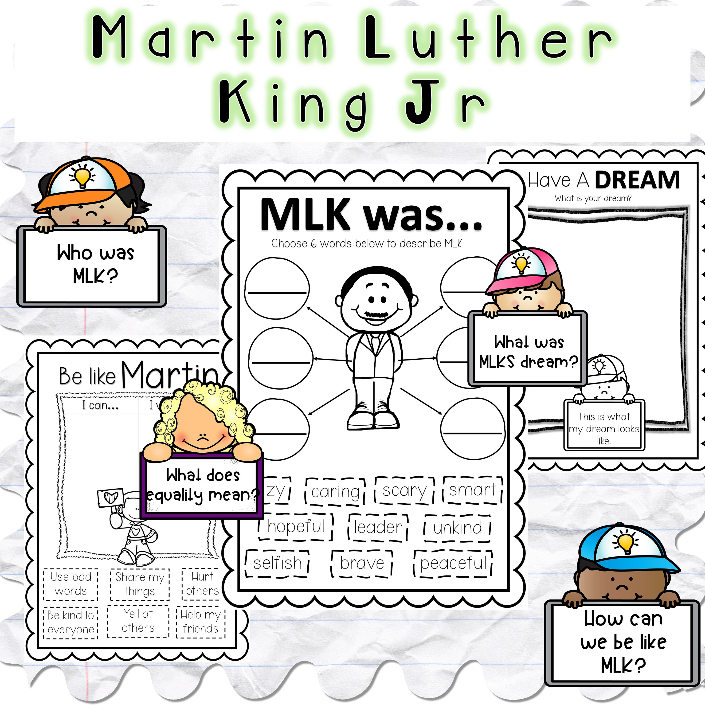 Martin Luther King Jr Kindergarten Activities - Etsy
