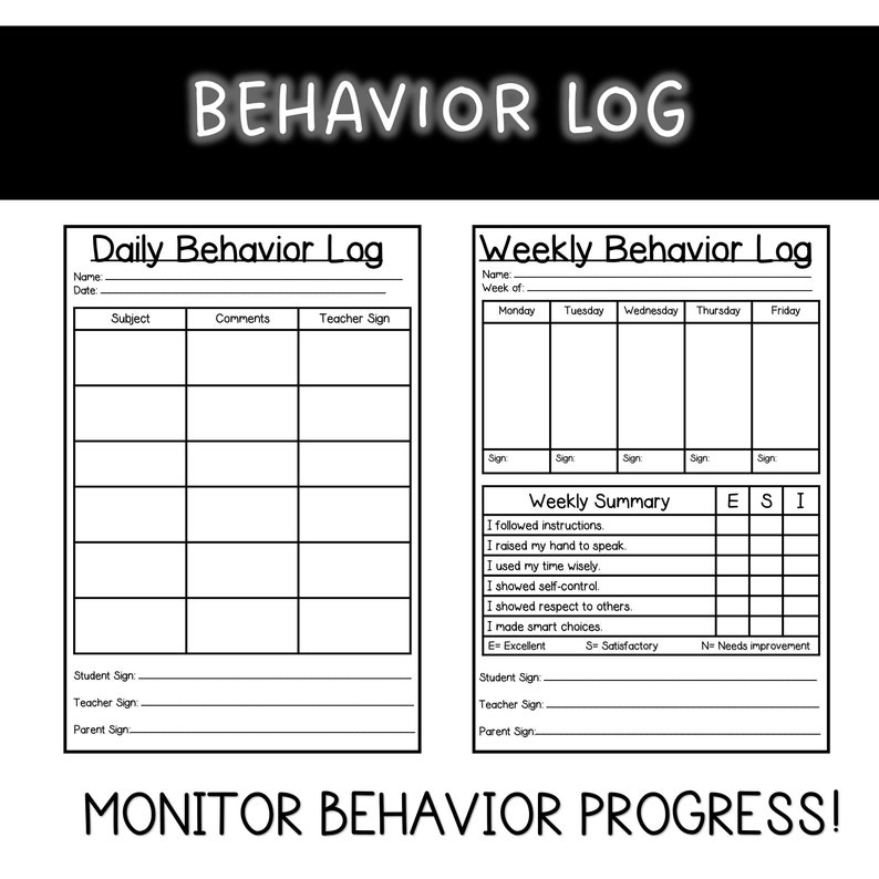 Behavior Reflection Response Sheet /parent Communication/ Behavior Log ...