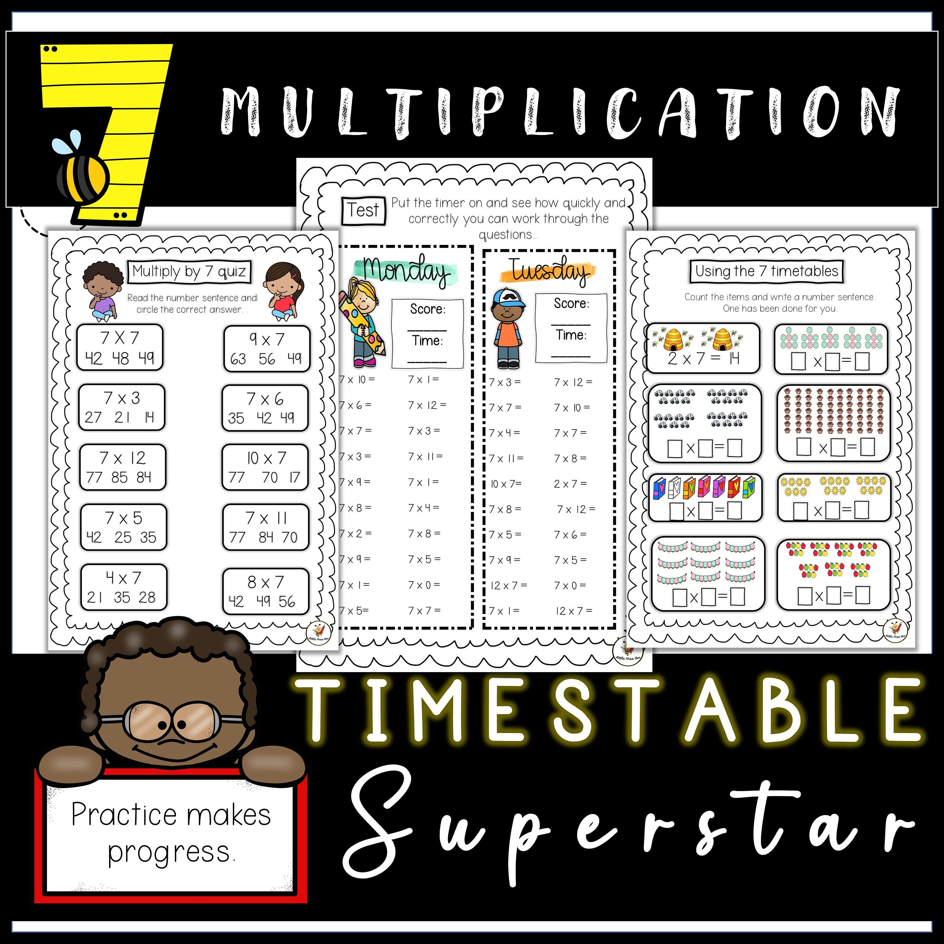 7 Timestable Multiplication Activity Booklet/worksheets/games - Etsy