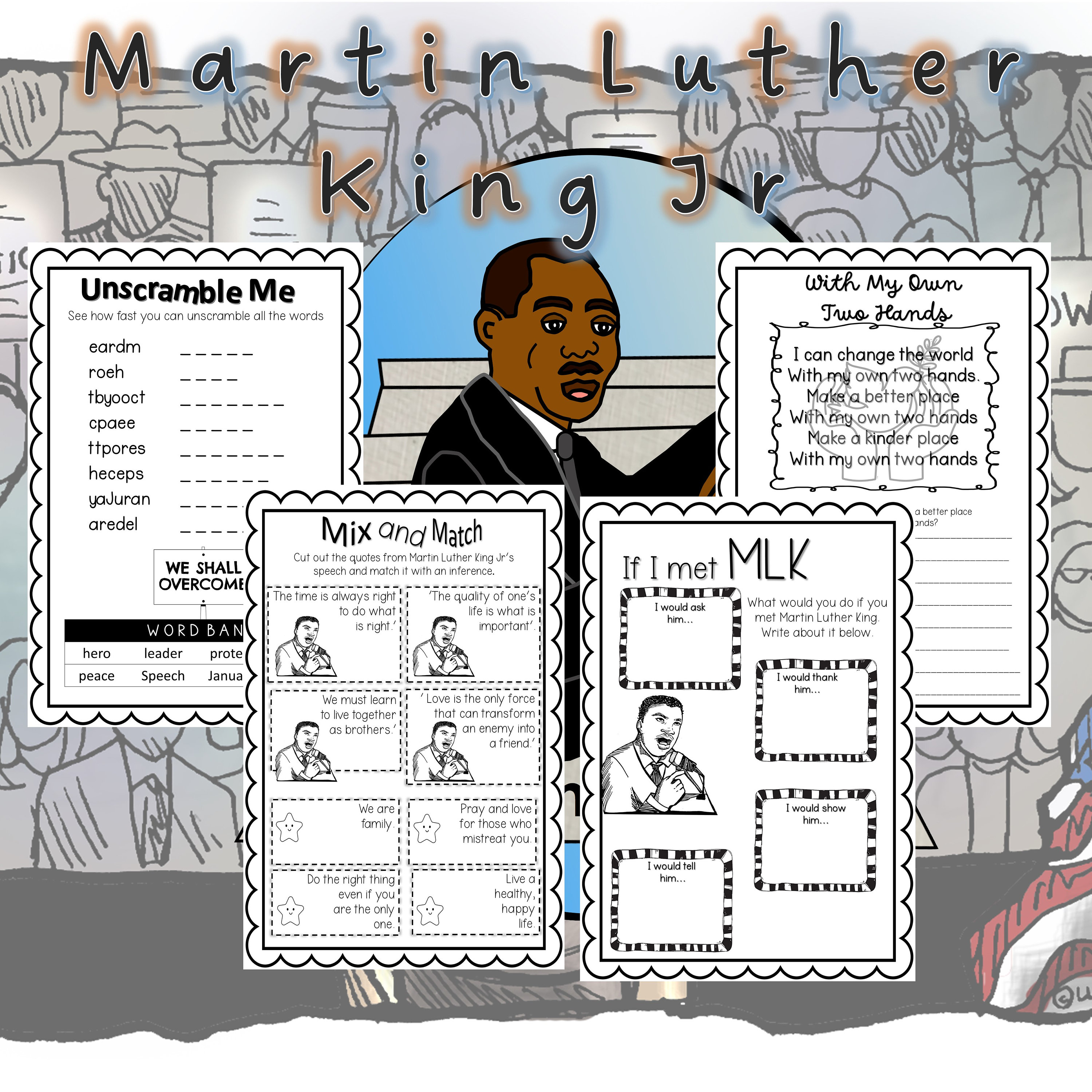 Martin Luther King Activities/worksheets - Etsy