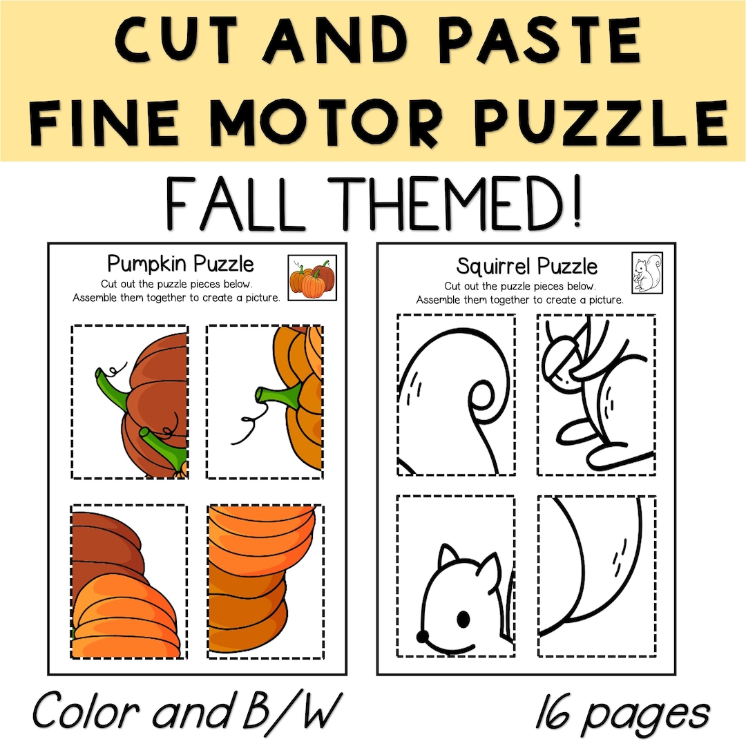 Cut and Paste Fine Motor Puzzles/ Fall Theme/ Kindergarten/ Special ...
