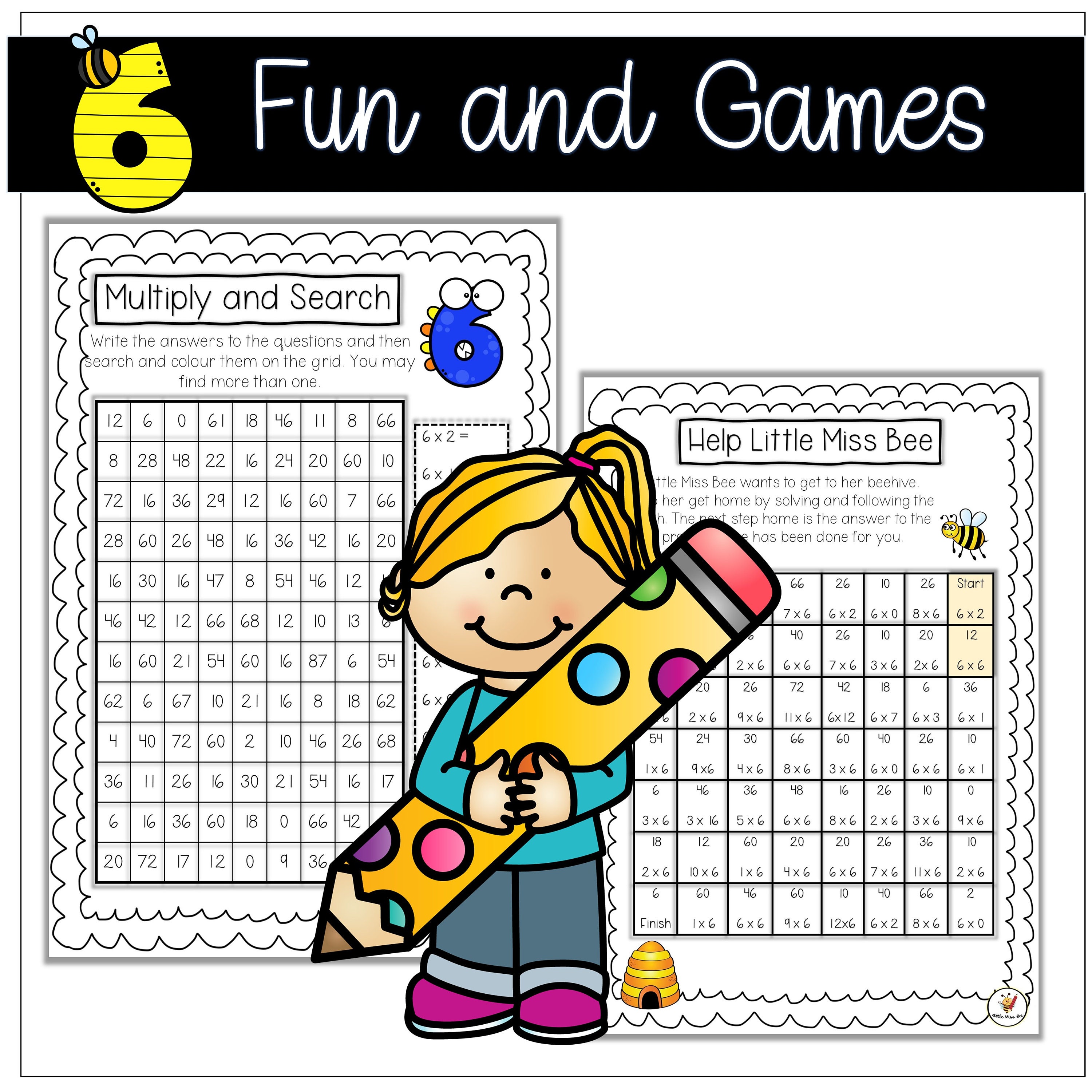 6 Timestable Multiplication Activity Booklet/worksheets/games - Etsy