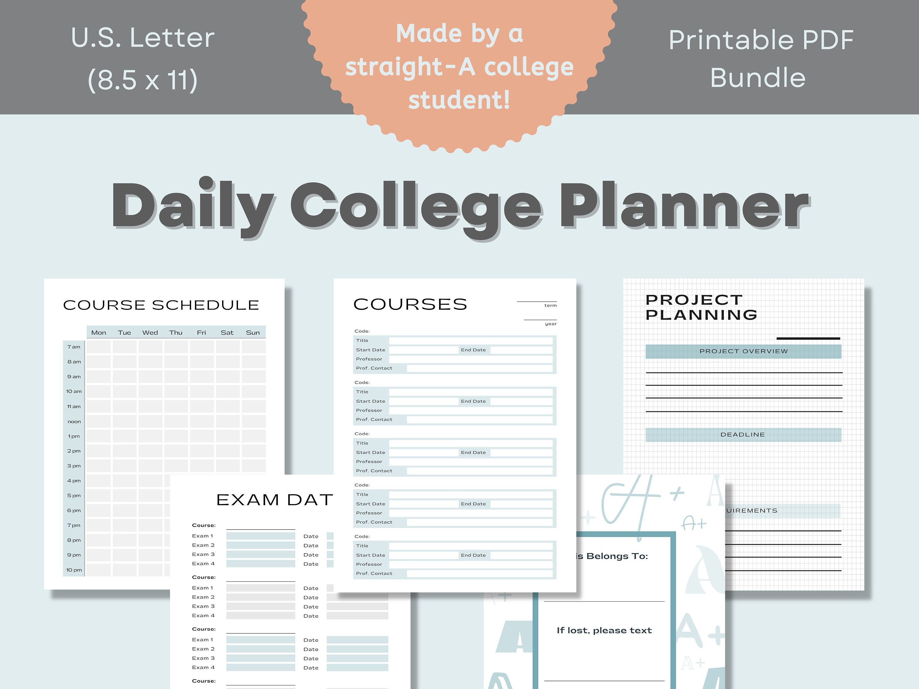 Daily Planner Template For College Students