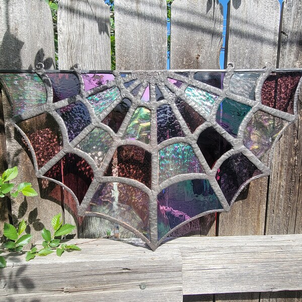 Stained Glass Iridescent Spider Web With Spider - Etsy