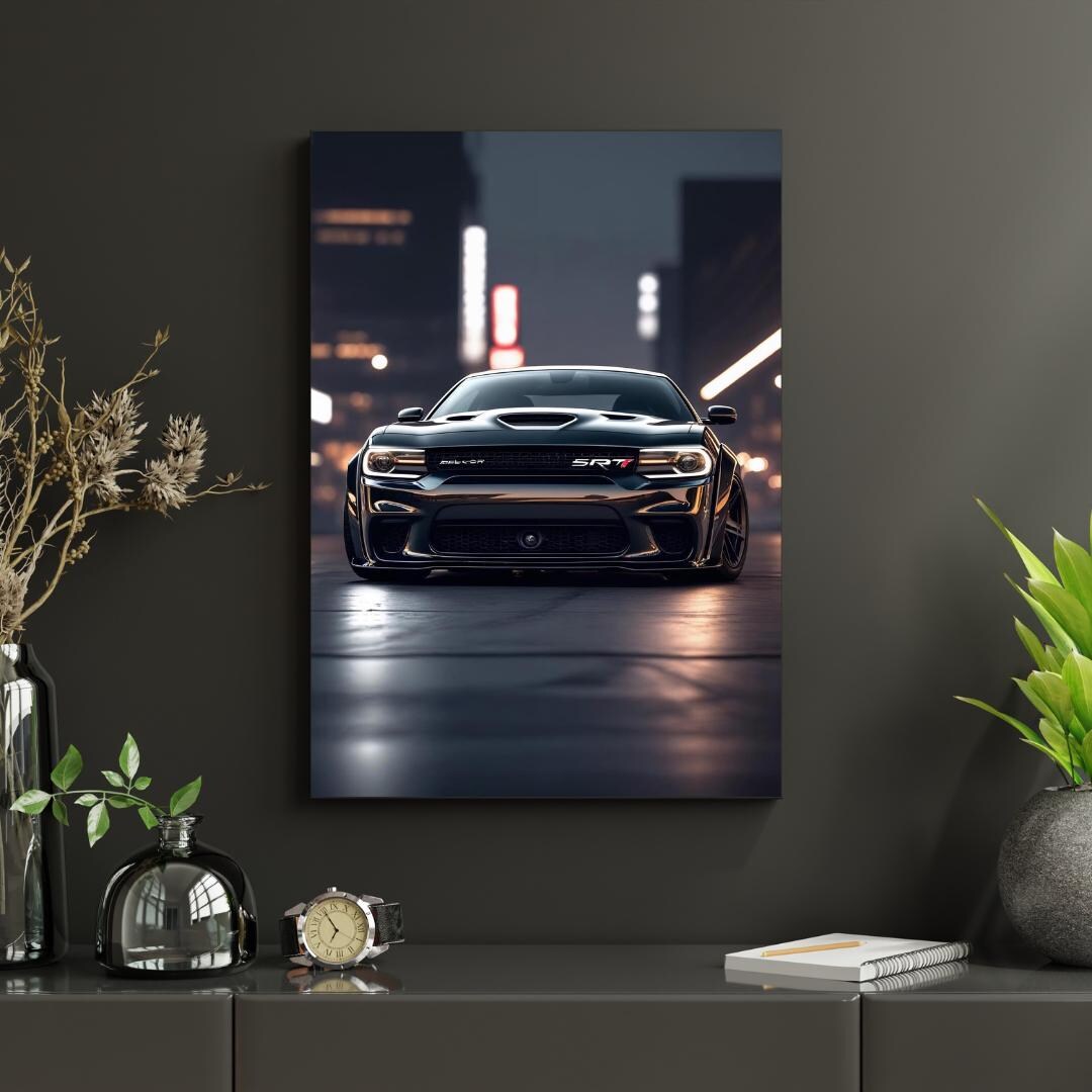 Dodge Challenger Hellcat Poster: Muscle Car Garage Art (digital ...