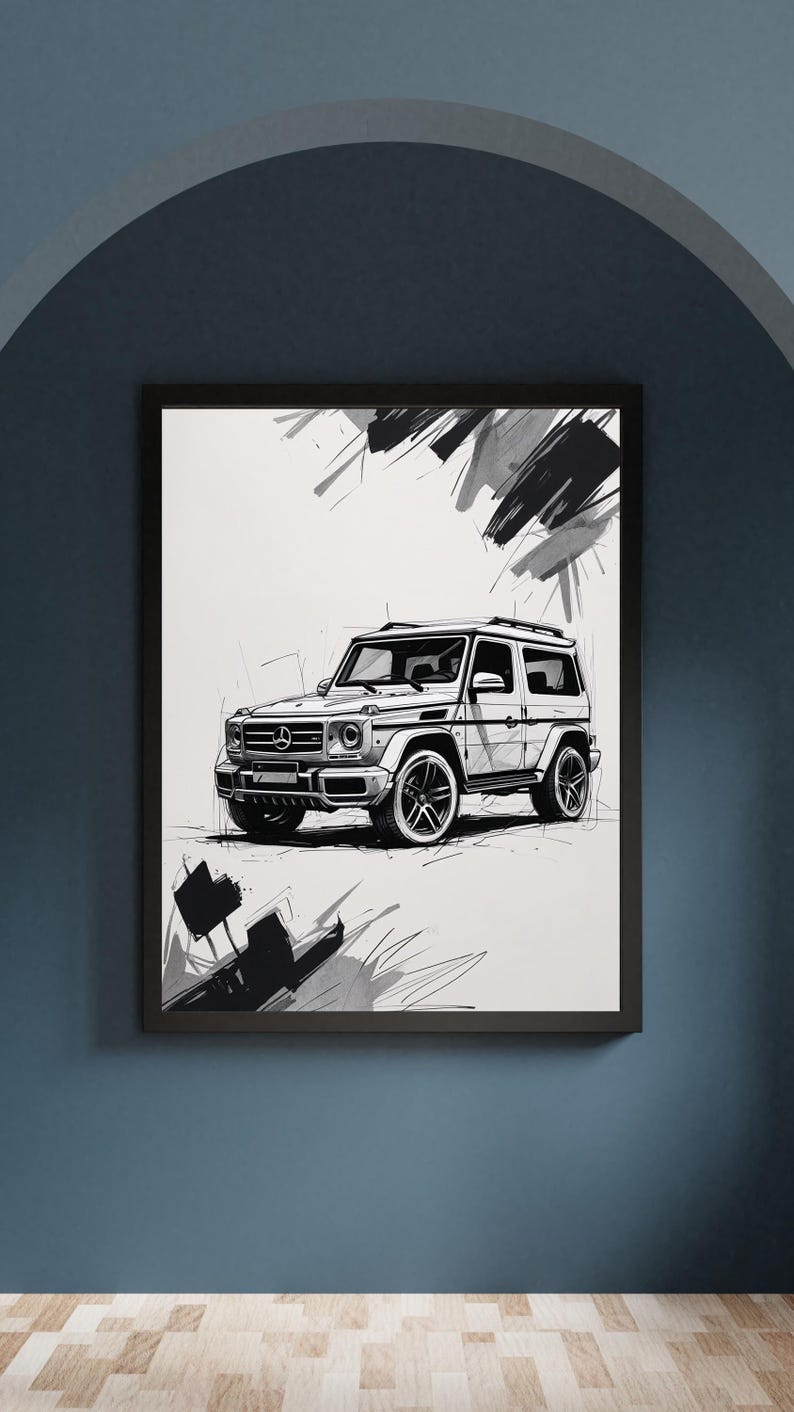 G Wagon Sketch Digital Poster | Printable Mercedes Wall Art | Modern ...