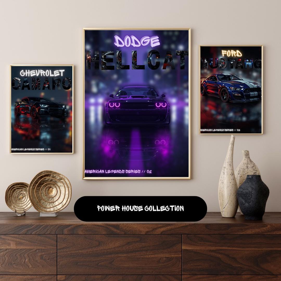 Muscle Car Poster Set: Camaro, Hellcat, GT500 (digital Download) - Etsy