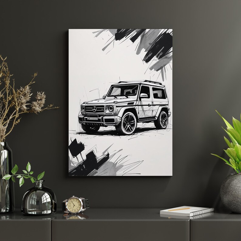G Wagon Sketch Digital Poster | Printable Mercedes Wall Art | Modern ...
