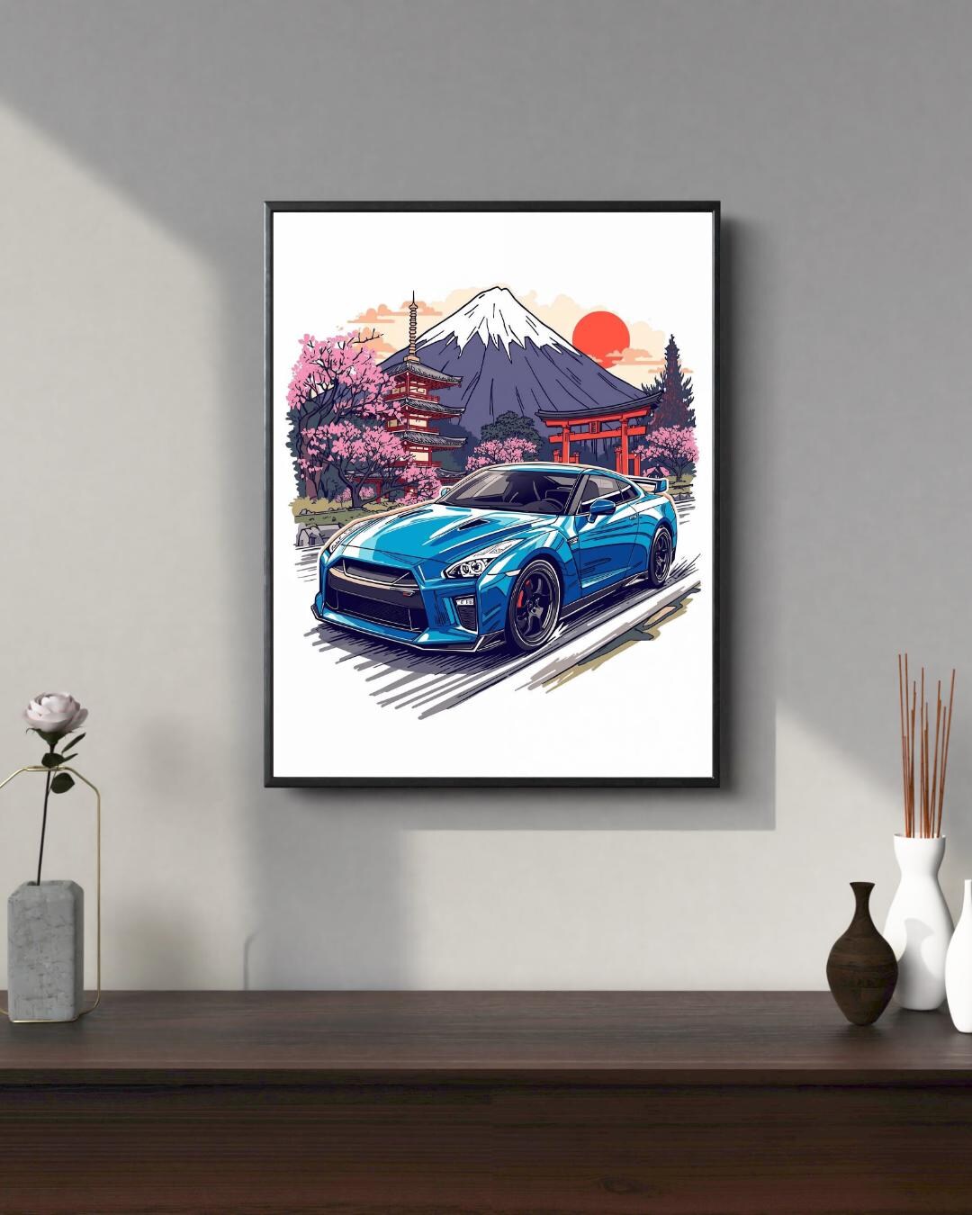 Nissan GTR Art Print – Mount Fuji, JDM Car Poster (digital Download) - Etsy
