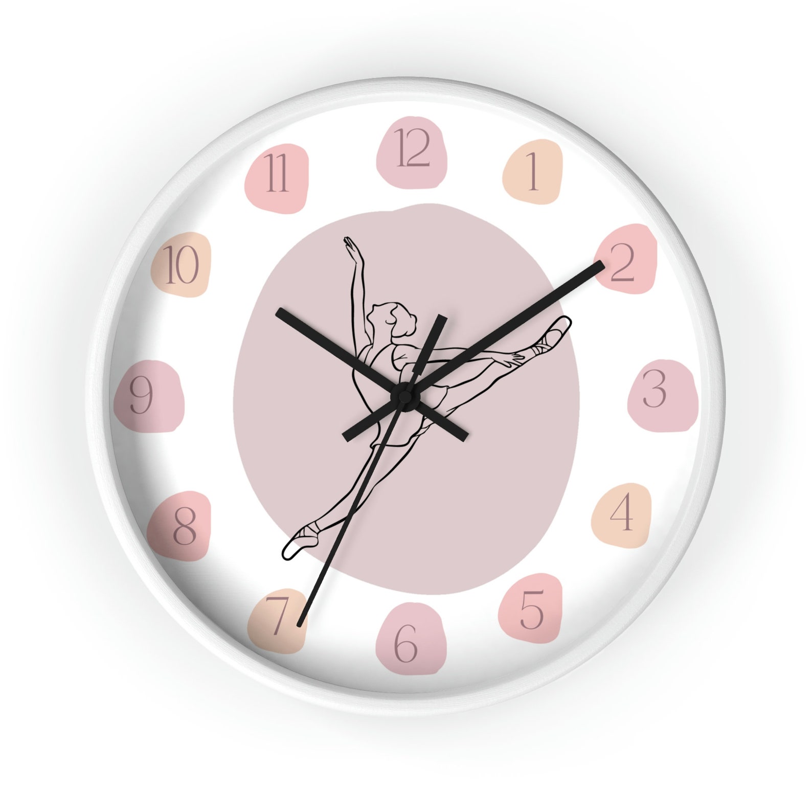 Pink Ballerina Wall Clock Dance Wall Clock Ballet Lover Gift Kids Wall ...