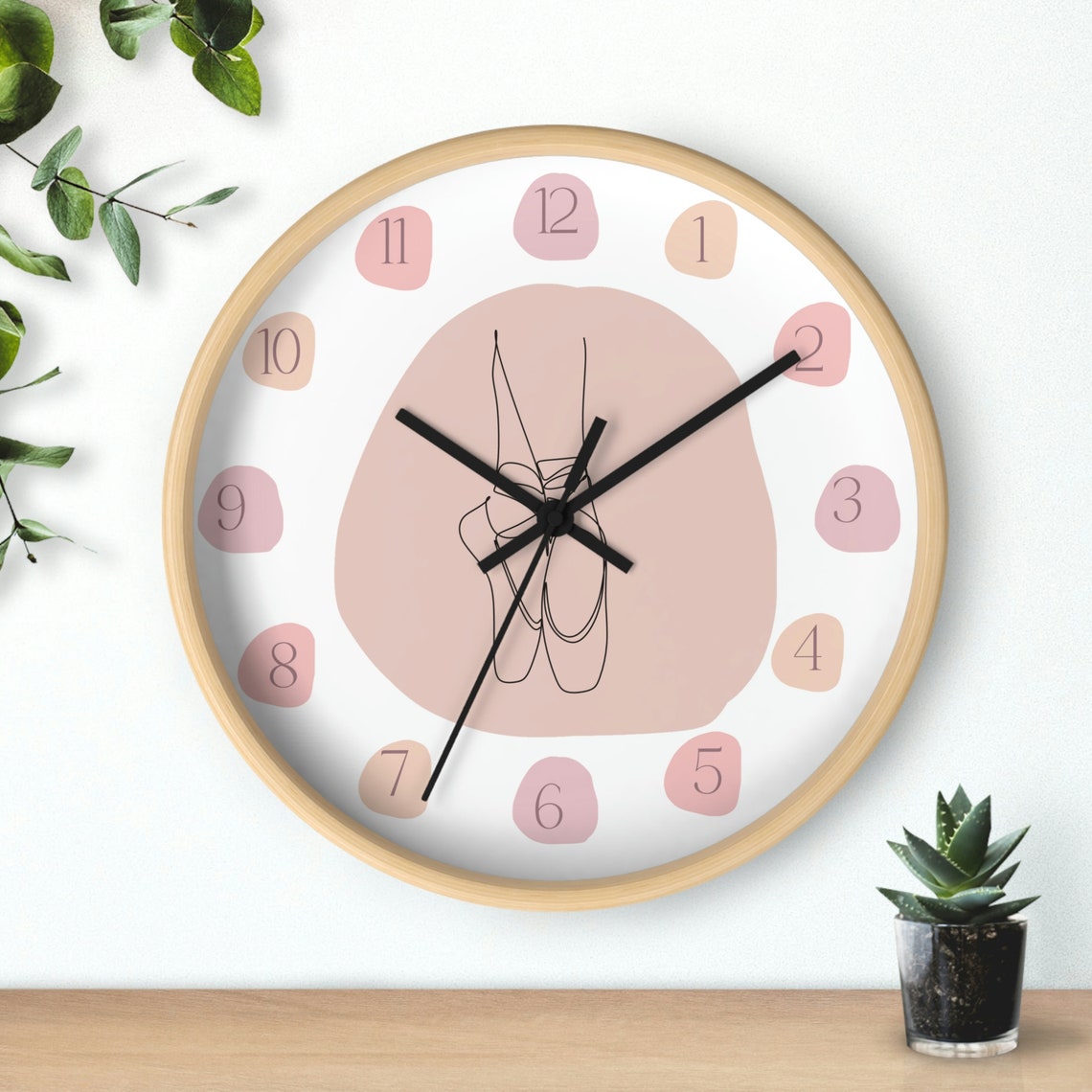 Pink Ballerina Wall Clock Dance Wall Clock Ballet Lover Gift Kids Wall ...
