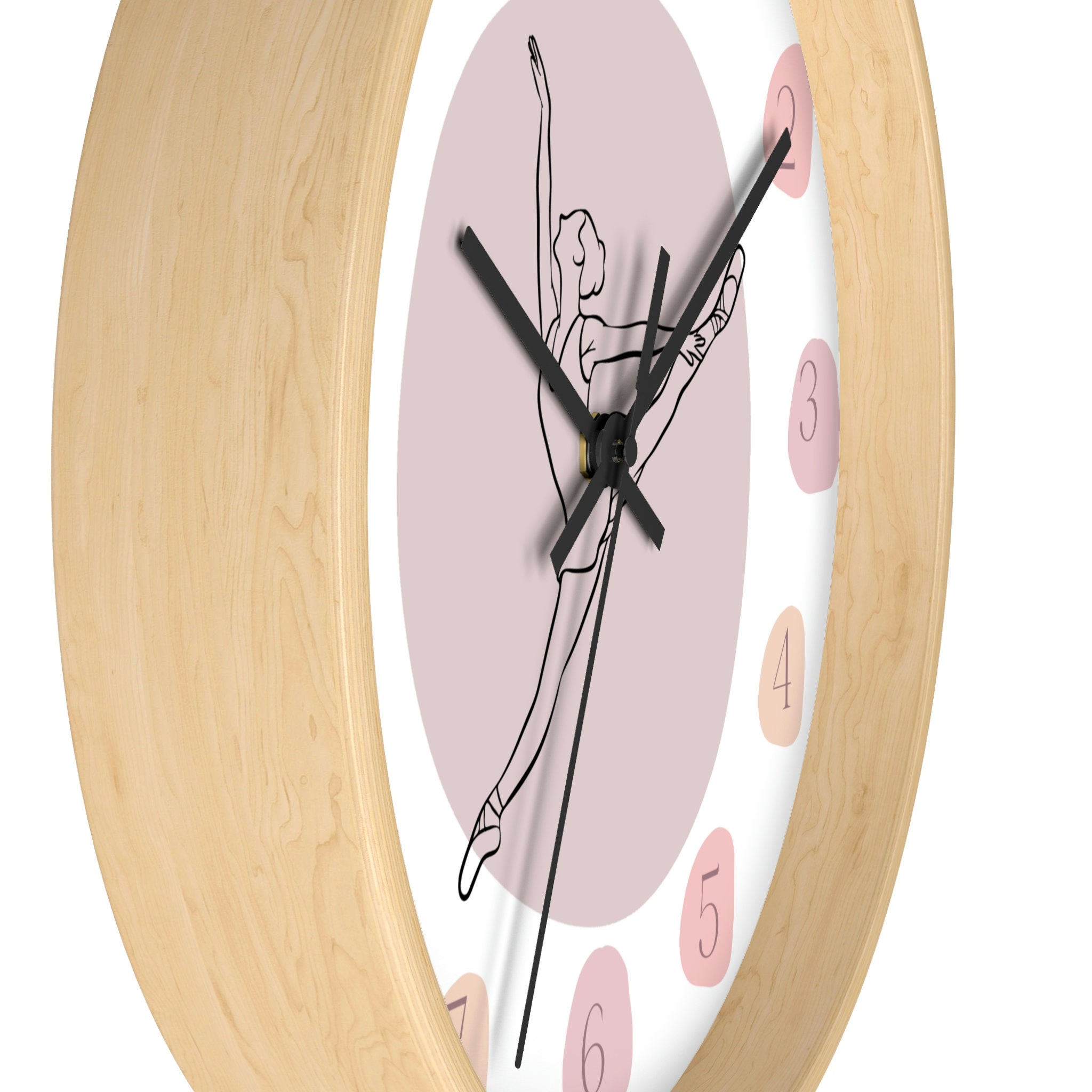 Pink Ballerina Wall Clock Dance Wall Clock Ballet Lover Gift Kids Wall ...