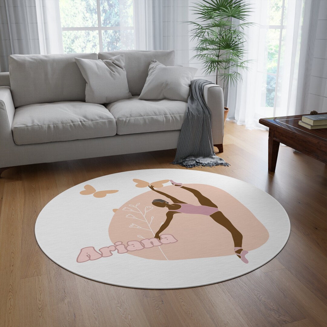 Pink Ballerina Round Rug Dance Nursery Carpet Ballet Lover Gift Kids ...
