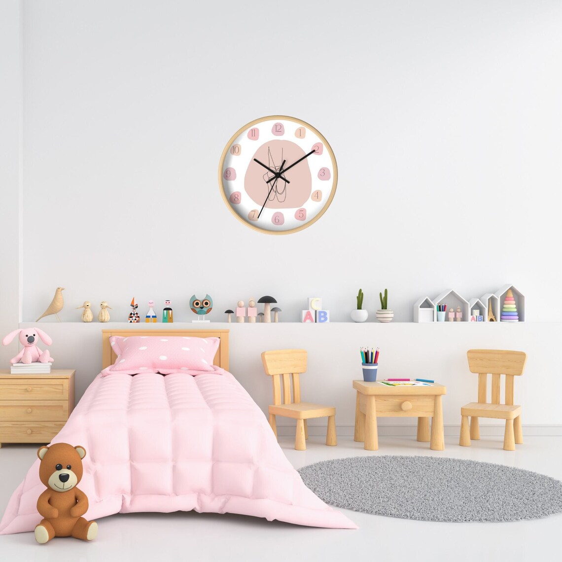 Pink Ballerina Wall Clock Dance Wall Clock Ballet Lover Gift Kids Wall ...