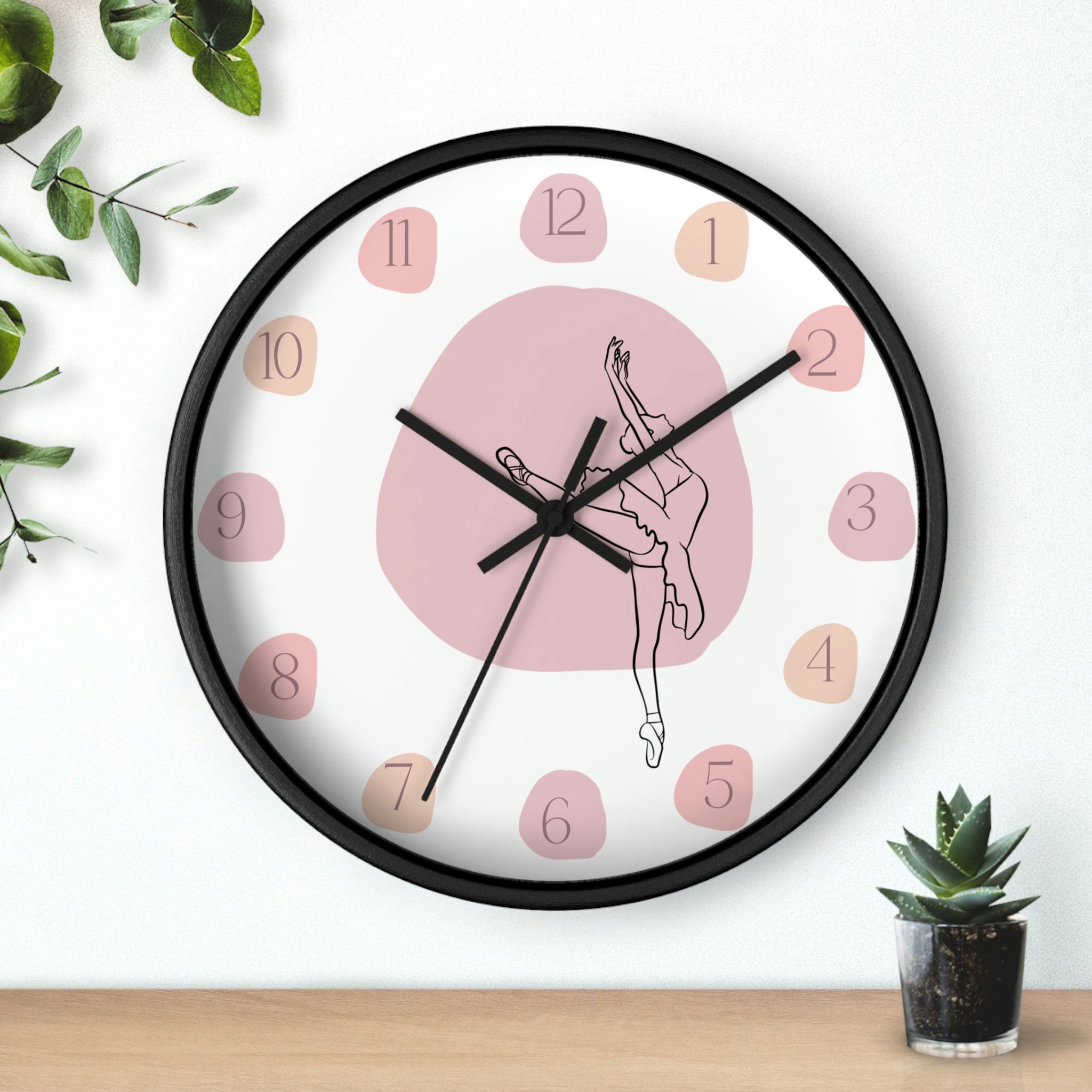 Pink Ballerina Wall Clock Dance Wall Clock Ballet Lover Gift Kids Wall ...