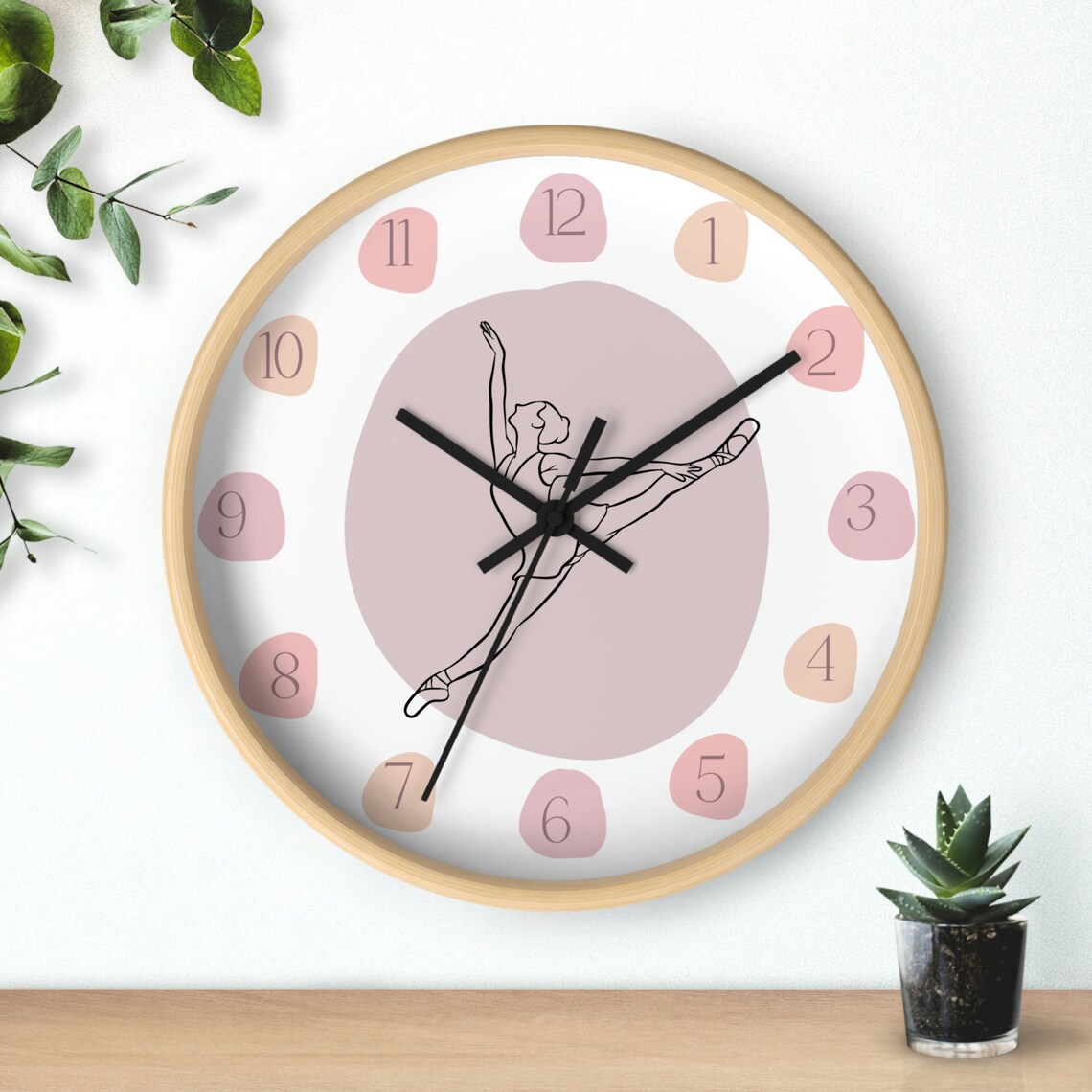 Pink Ballerina Wall Clock Dance Wall Clock Ballet Lover Gift Kids Wall ...