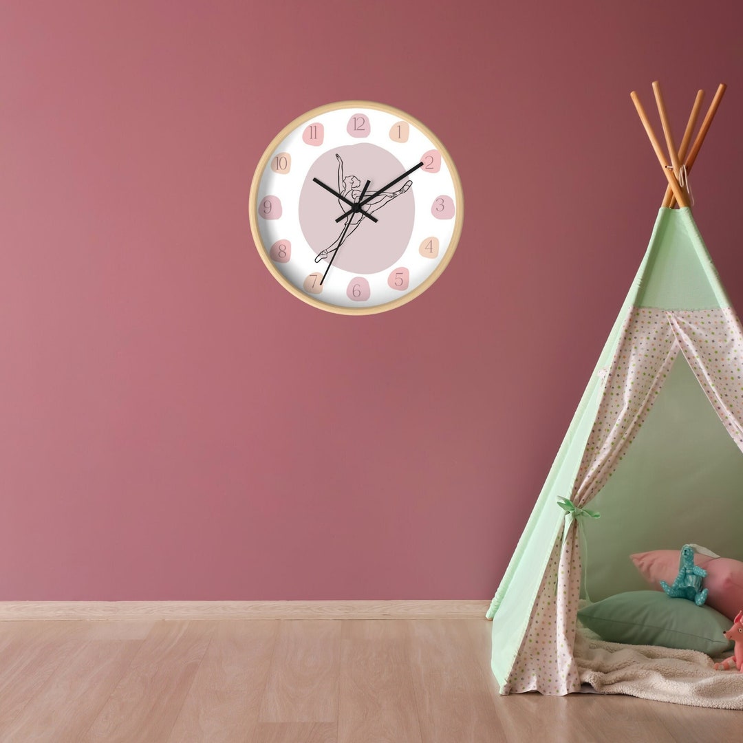 Pink Ballerina Wall Clock Dance Wall Clock Ballet Lover Gift Kids Wall ...