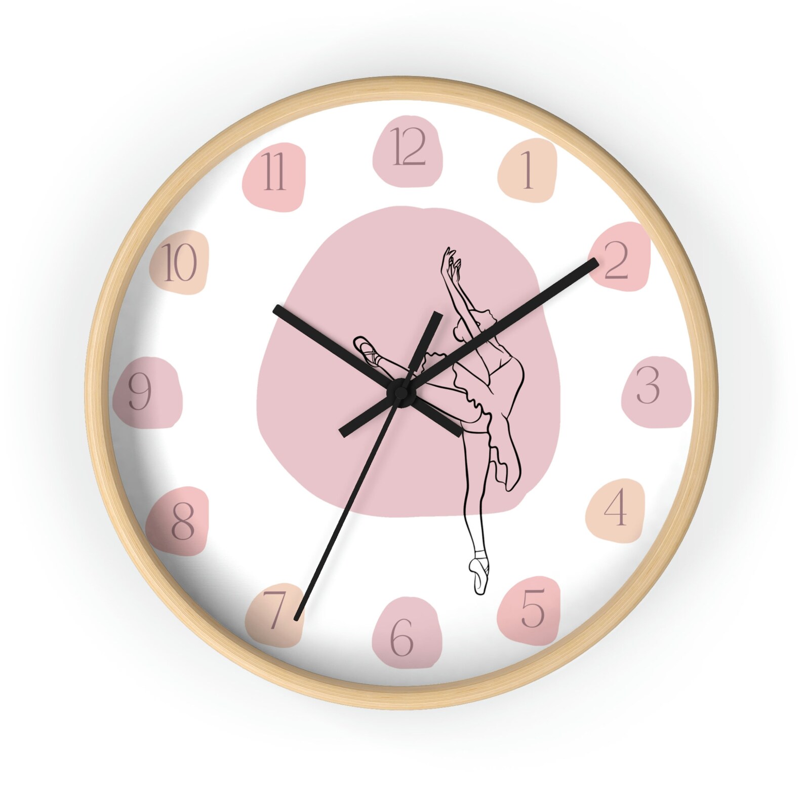 Pink Ballerina Wall Clock Dance Wall Clock Ballet Lover Gift Kids Wall ...