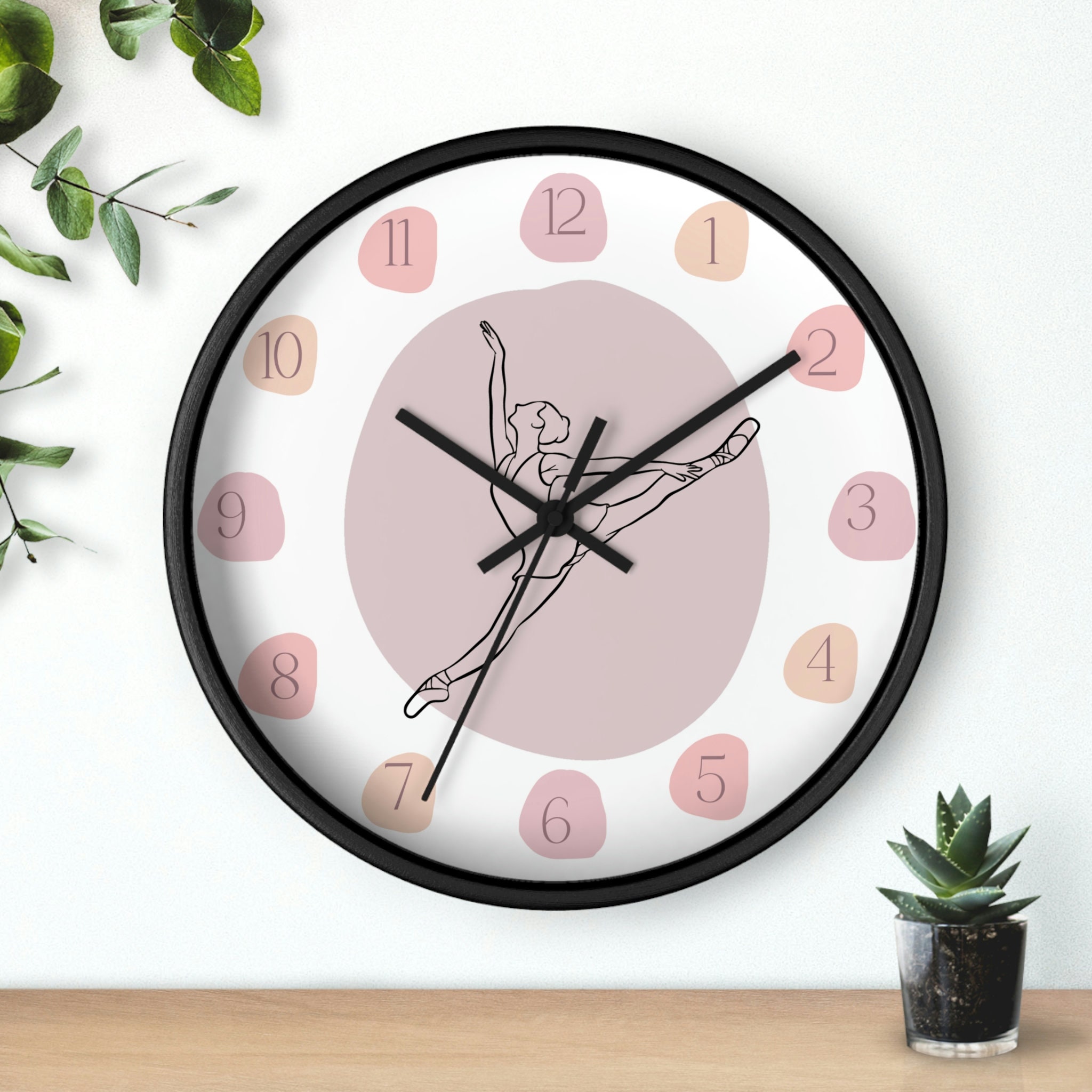 Pink Ballerina Wall Clock Dance Wall Clock Ballet Lover Gift Kids Wall ...