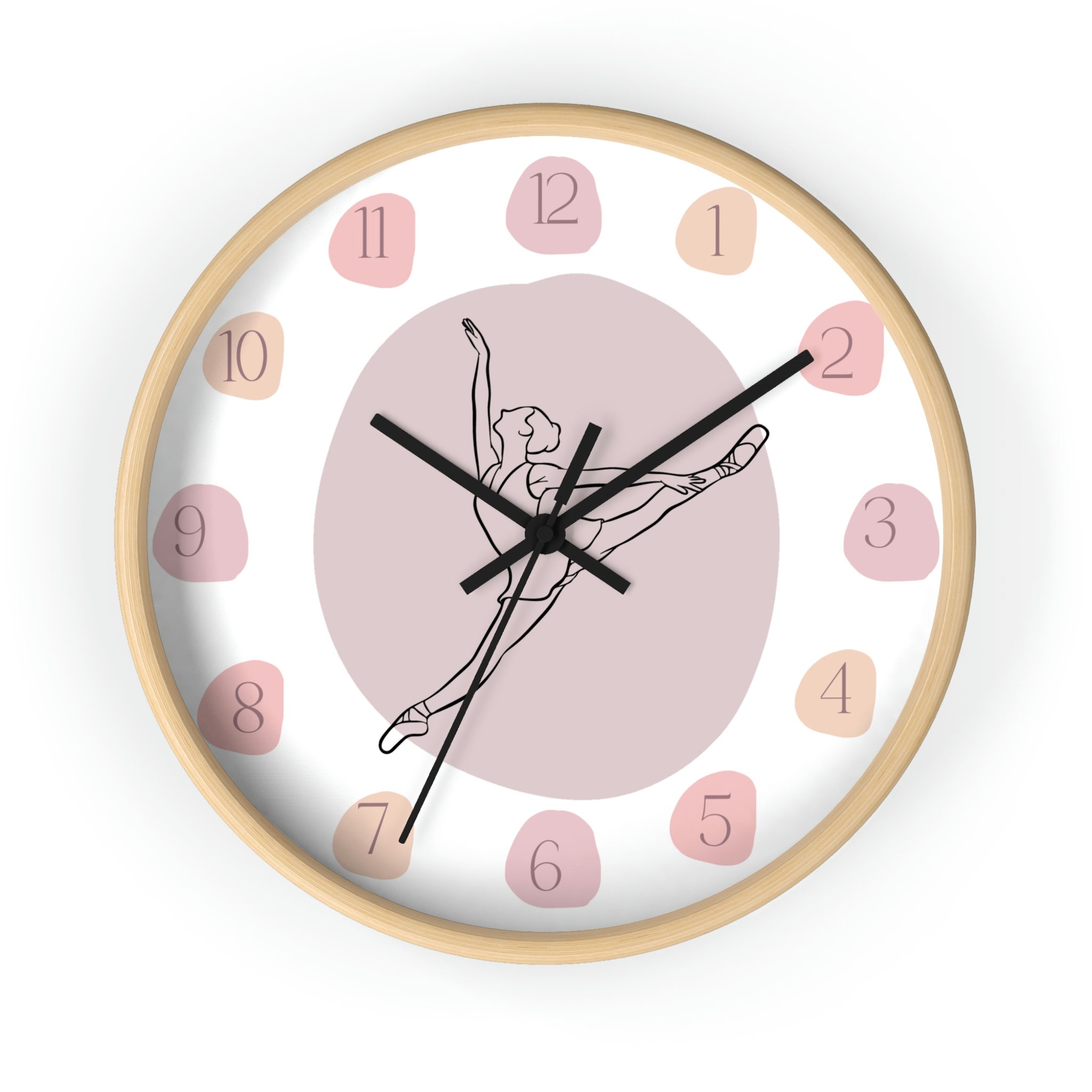 Pink Ballerina Wall Clock Dance Wall Clock Ballet Lover Gift Kids Wall ...