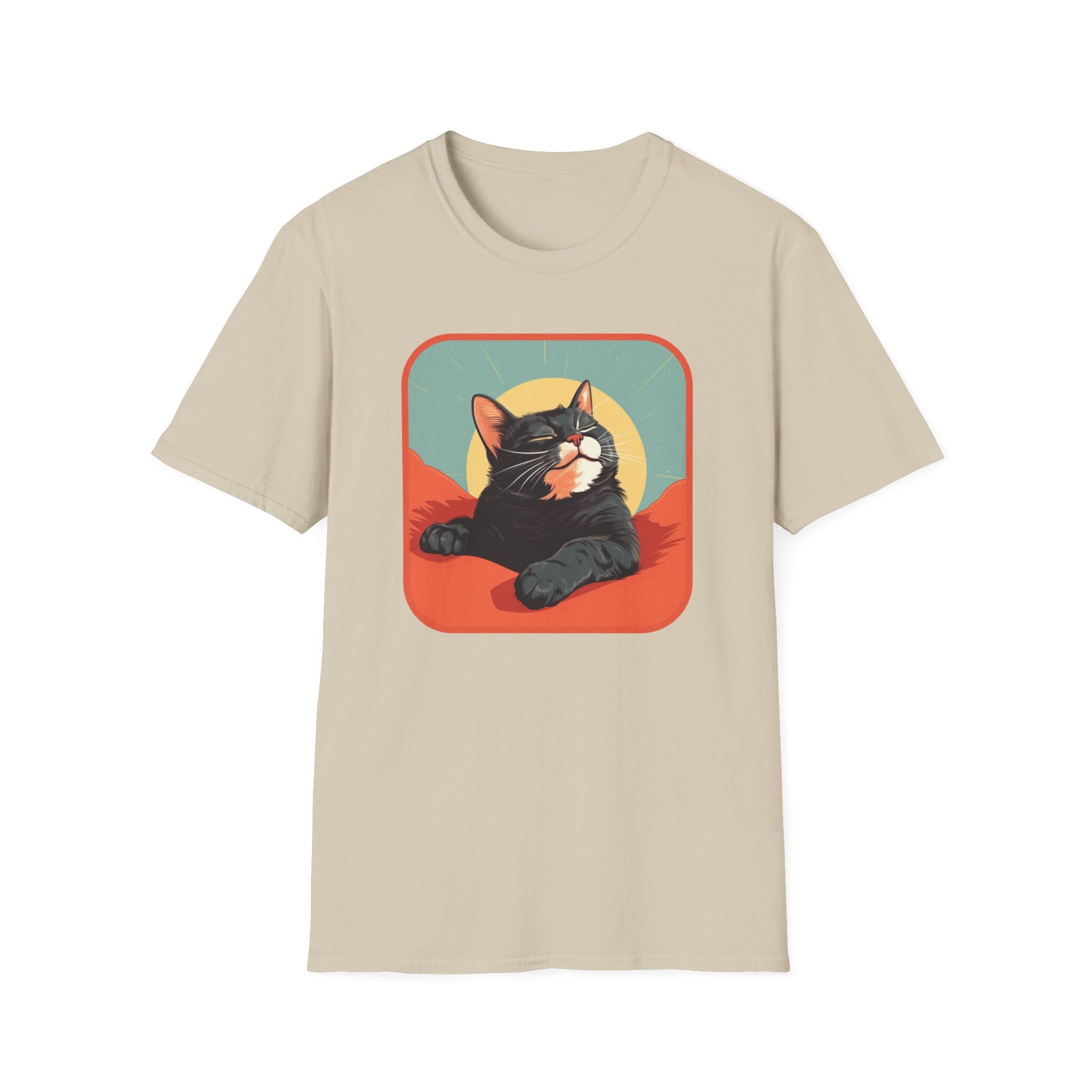 Black Cat Vibing Unisex T-shirt Gift for All Graphic Tee Cats Sun Happy ...