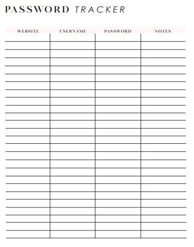 Password Tracker Template - Etsy