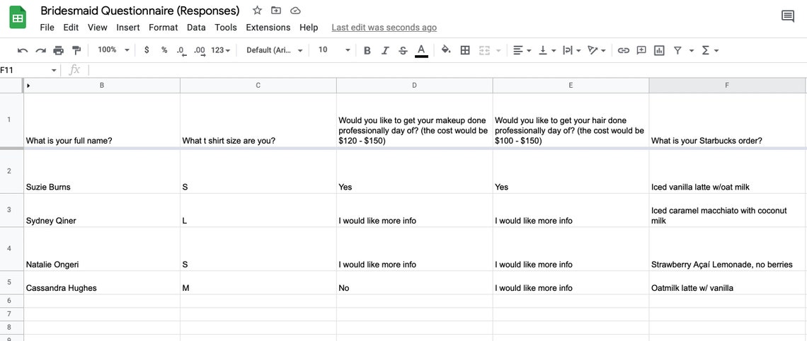 Bridesmaid Questionnaire - Pearls - Etsy