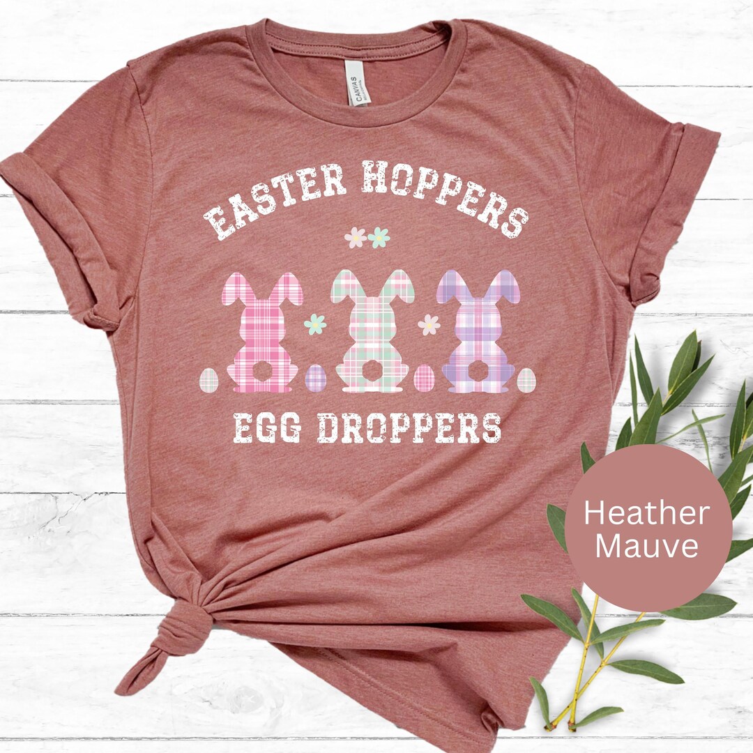 Cute Plaid Easter Bunnies Tee Shirts, Funny Easter Hopper Egg Dropper ...