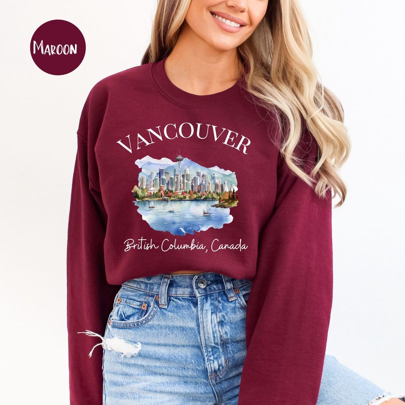 Vancouver British Columbia Canada Sweatshirt, Vancouver Canada Vacation ...