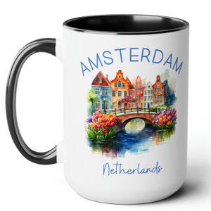 Amsterdam Netherlands Vacation Gift, 15oz Large 2-tone Coffee Mug ...