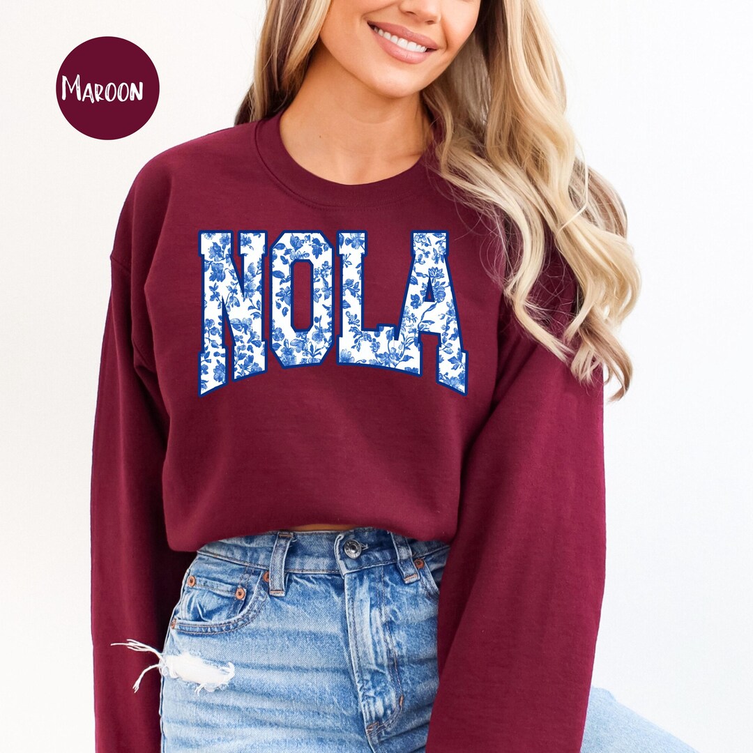 NOLA New Orleans Louisiana French Toile Sweatshirt, New Orleans Travel ...