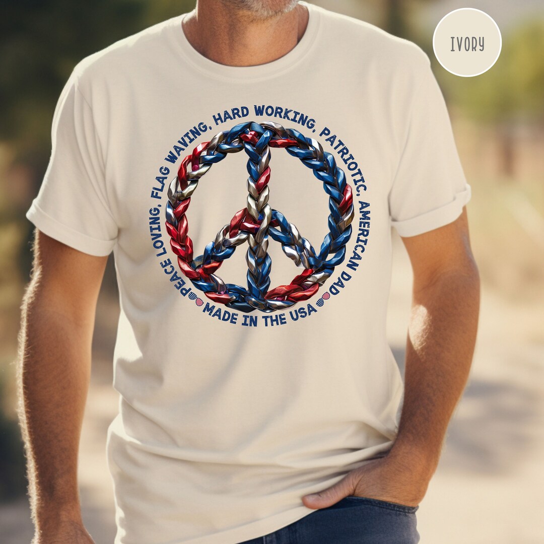 Patriotic American Dad Peace Sign Shirt Gift for Father's Day ...