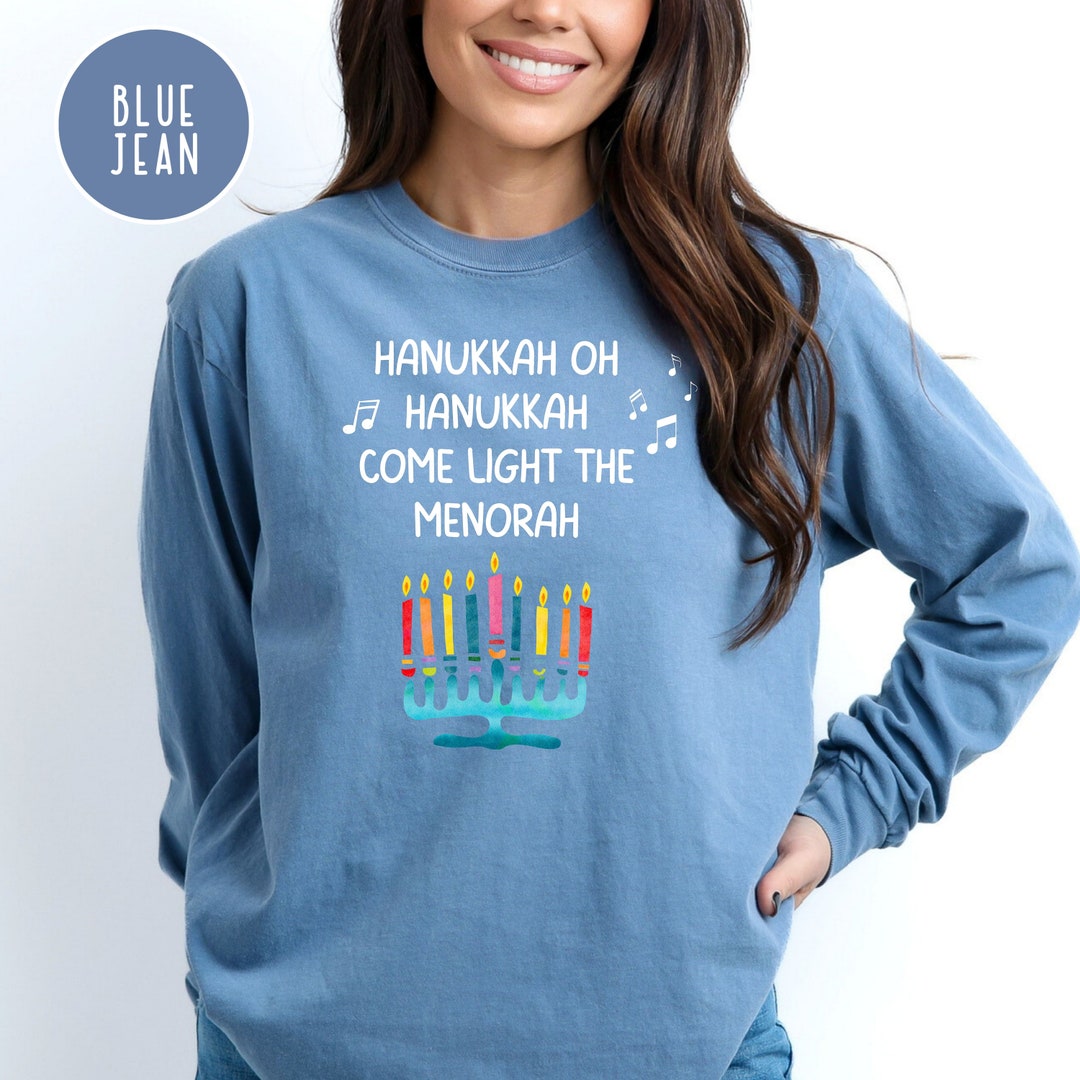 Chanukah Party Comfort Colors® Adult Long Sleeve Tee Shirt, Hanukkah Oh ...