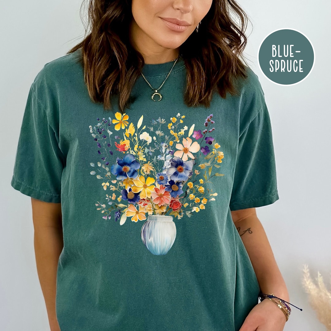 Flowers in Vase Watercolor Comfort Colors® T-shirt Gift for Flower ...
