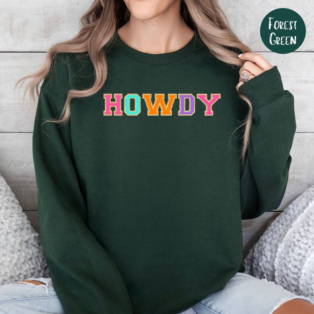 Howdy Classy Cowgirl Sweatshirt With Faux Chenille Look, Chic Howdy for ...