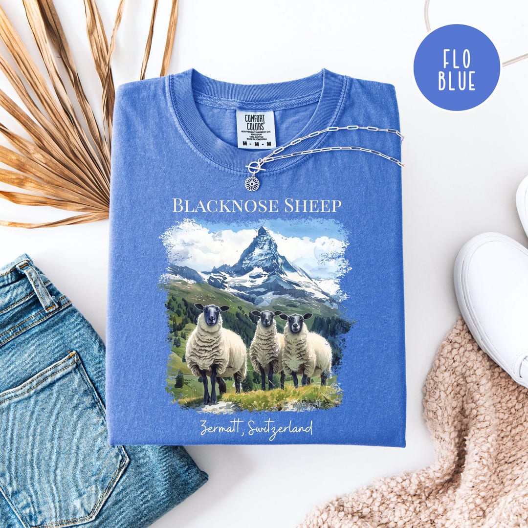 Cute Black Nose Sheep in Swiss Alps Matterhorn Comfort Colors Gift ...