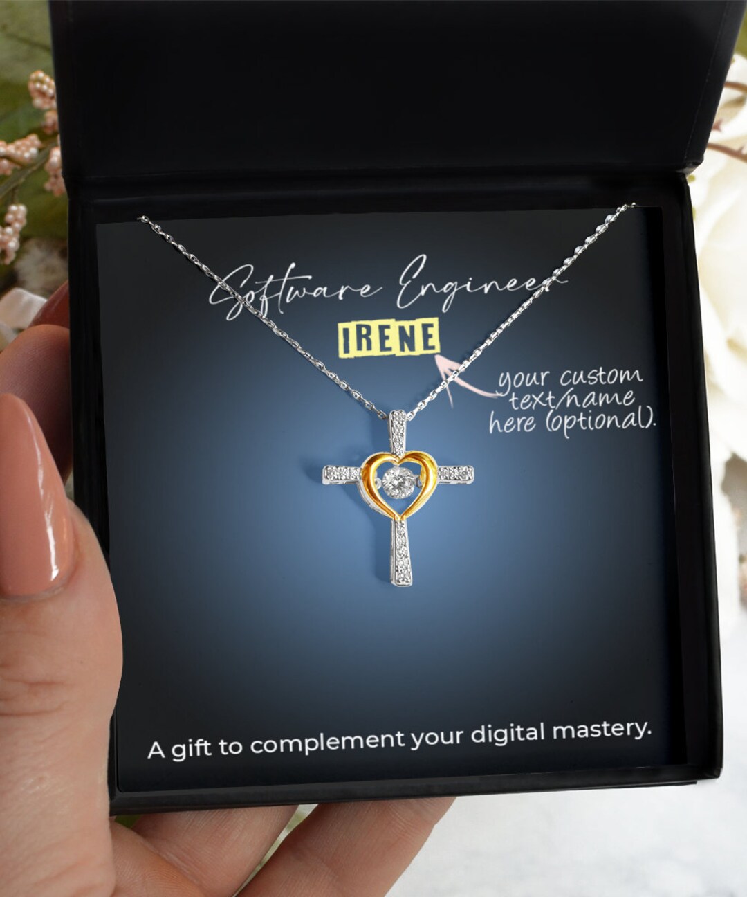 Binary Elegance Necklace Unique Cross Dancing Gift for Software ...