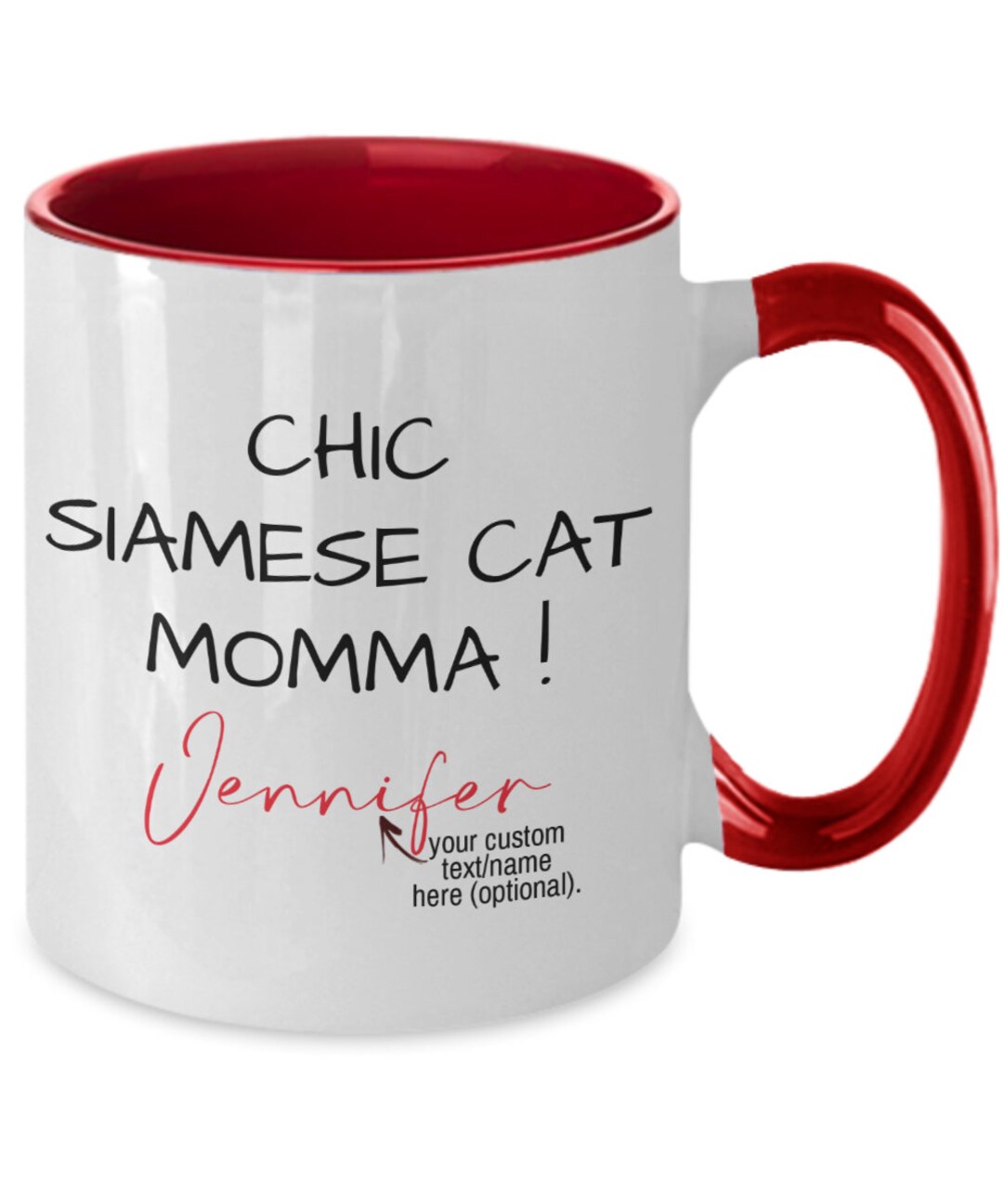 Chic Siamese Cat Momma, Personalized 11 Oz Two-toned Mug Gift for ...