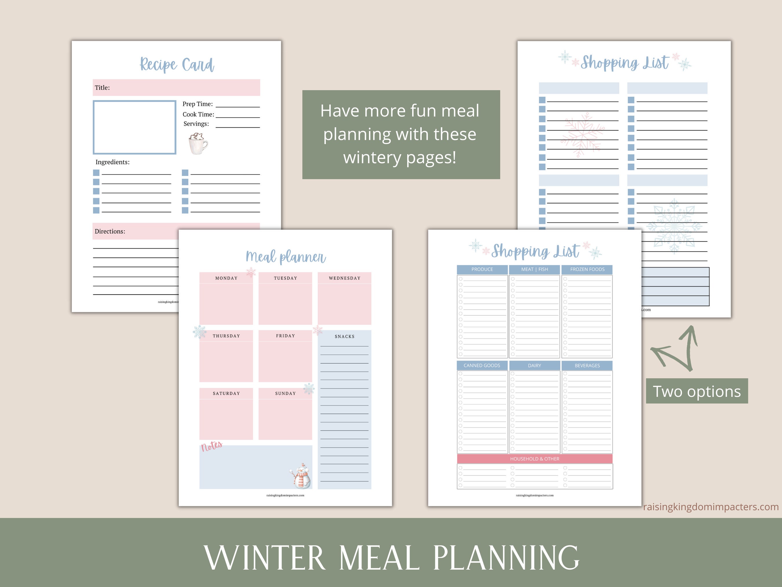 January Planner Winter Planner Pages Monthly Calendar at A Glance ...