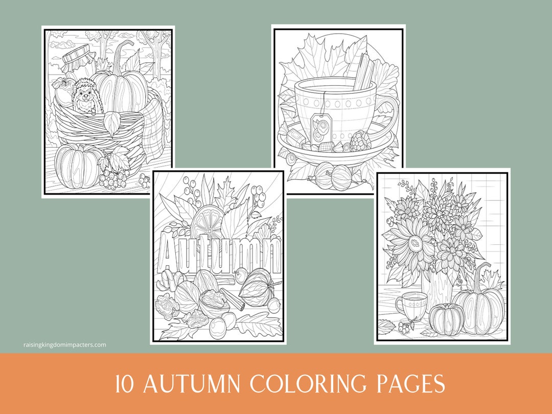 Fall Coloring Pages Autumn Coloring Pages for Adults Teen - Etsy