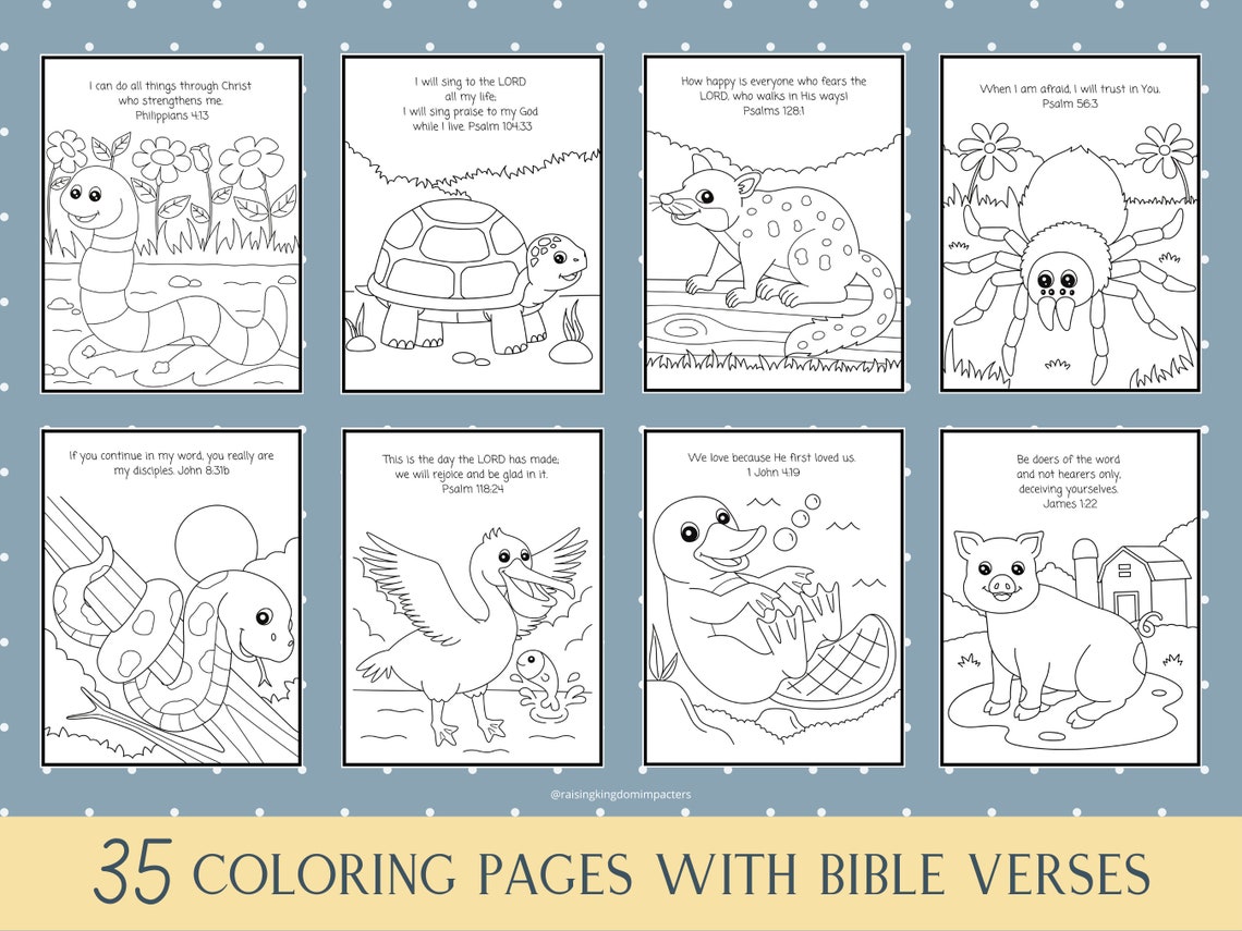 35 Bible Verse Coloring Pages Animal Coloring Pages Kids - Etsy
